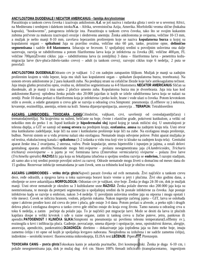 Parazitologija - Puskice | PDF