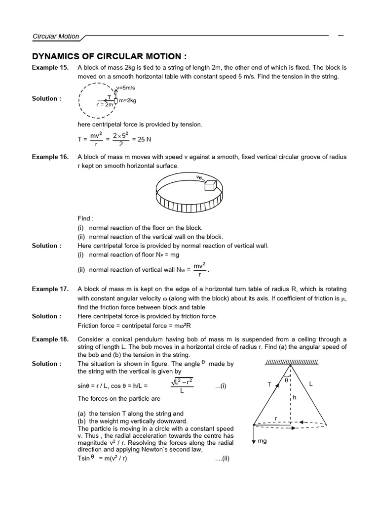 Circular Motion WORKSHEET | PDF | Force | Rotation