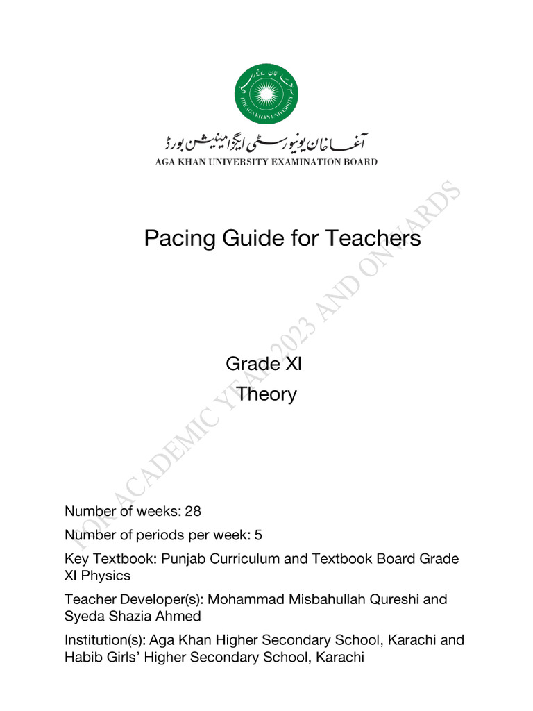 Pacing Guide Physics HSSC-I | PDF