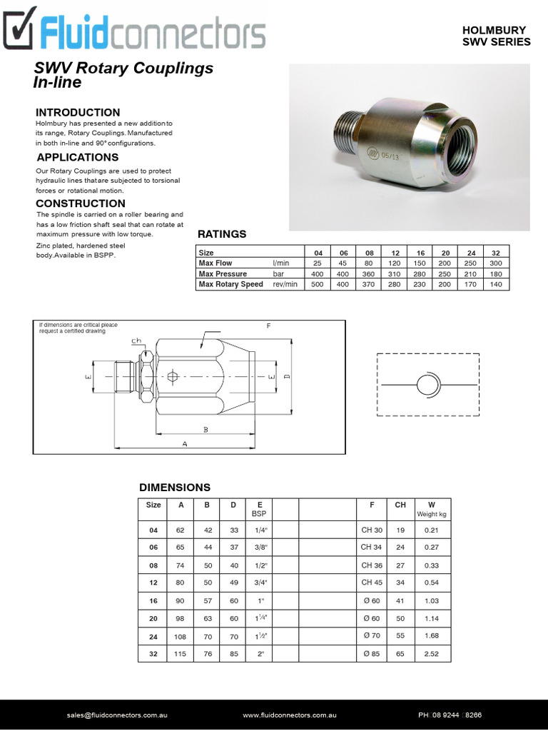 Rotary Coupling Data Sheet | PDF | Rotation | Bearing (Mechanical)