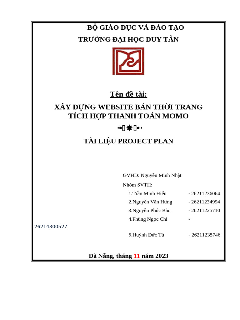 2.ProjectPlan-Nhom1 Edit | PDF