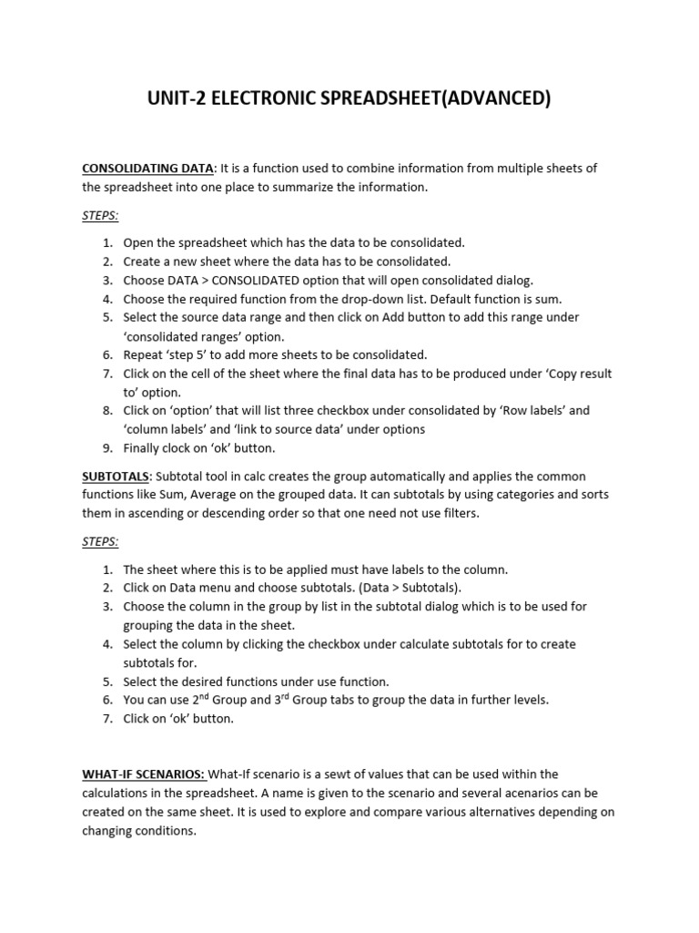Unit 2 (Practical) | PDF | Spreadsheet | Computing