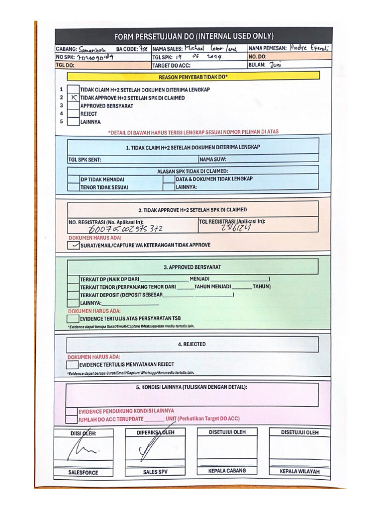 Form Persetujuan Do Atas Nama Andre Efendi | PDF