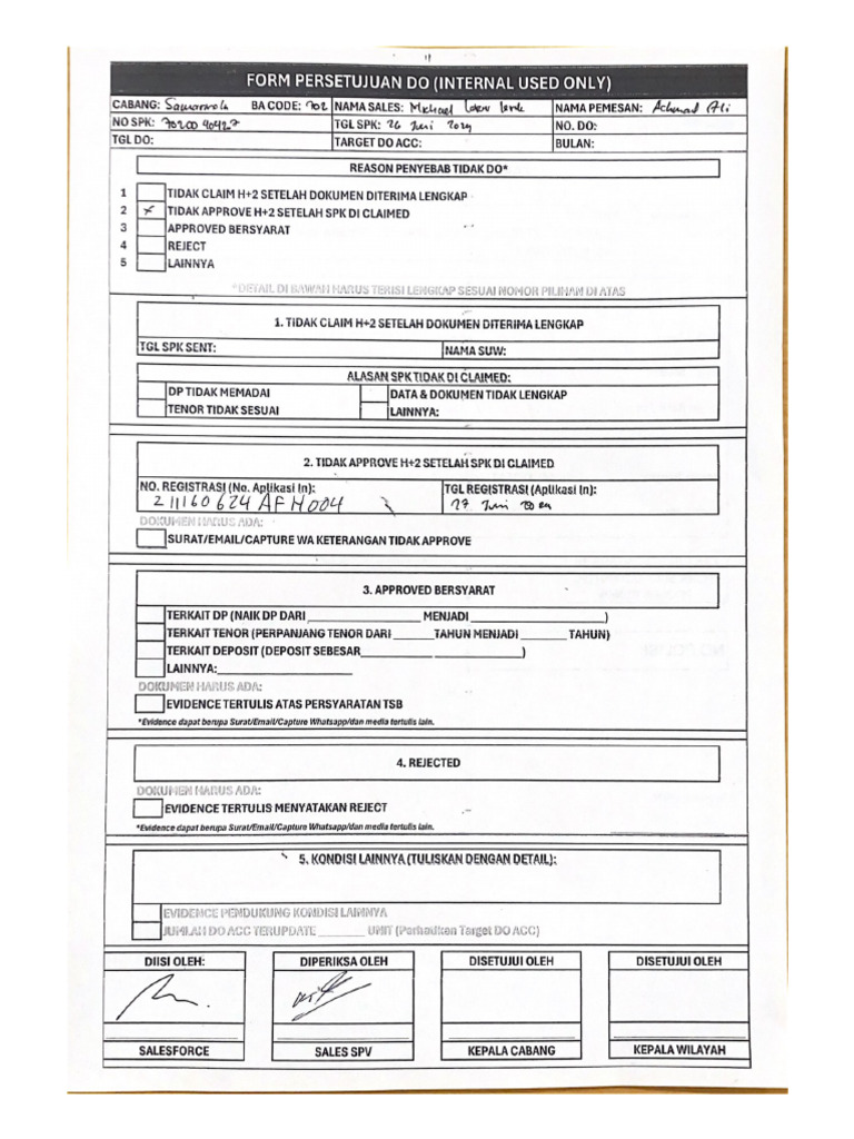 Form Persetujuan DO Achmad Ali | PDF