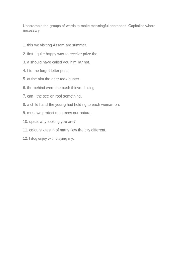 Jumbled Sentences | PDF