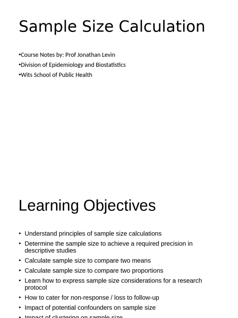 Sample - Size - Calculation - 2024-Esnat Chirwa | PDF | Standard Error | Sample Size Determination