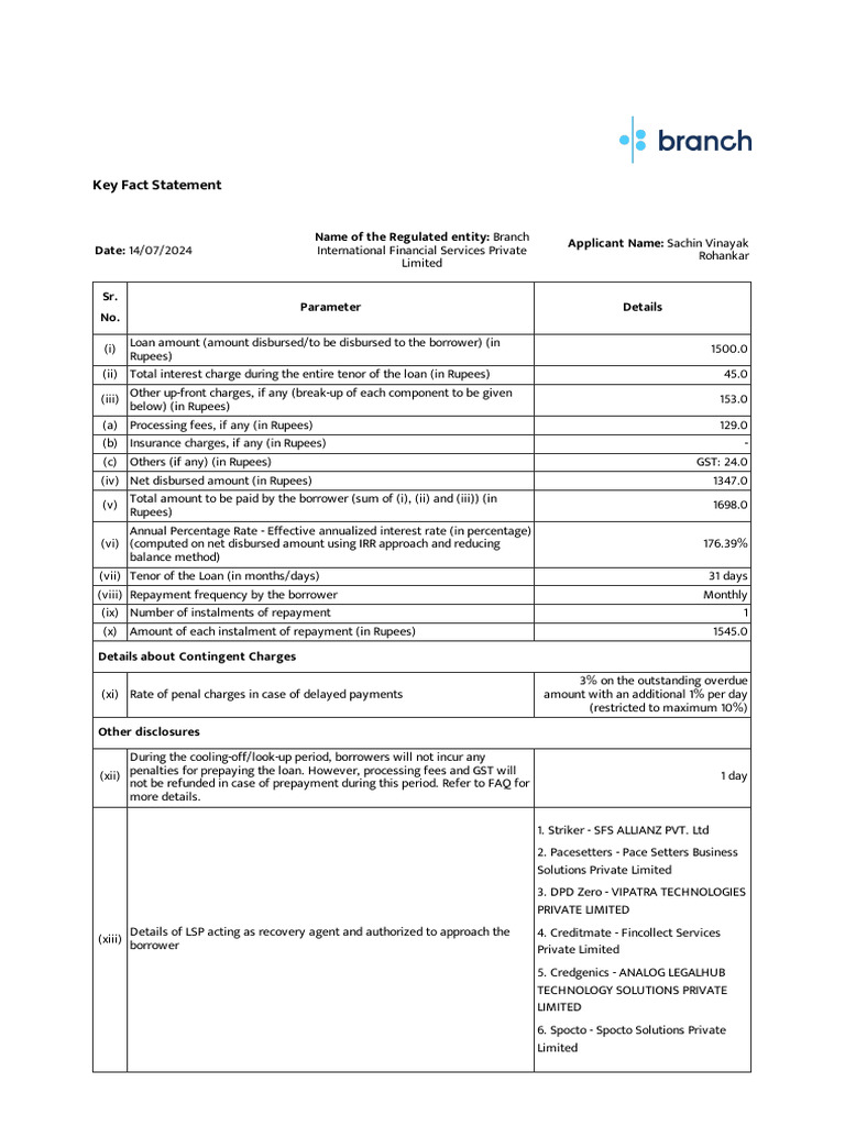 Kfs Document | PDF | Loans | Interest