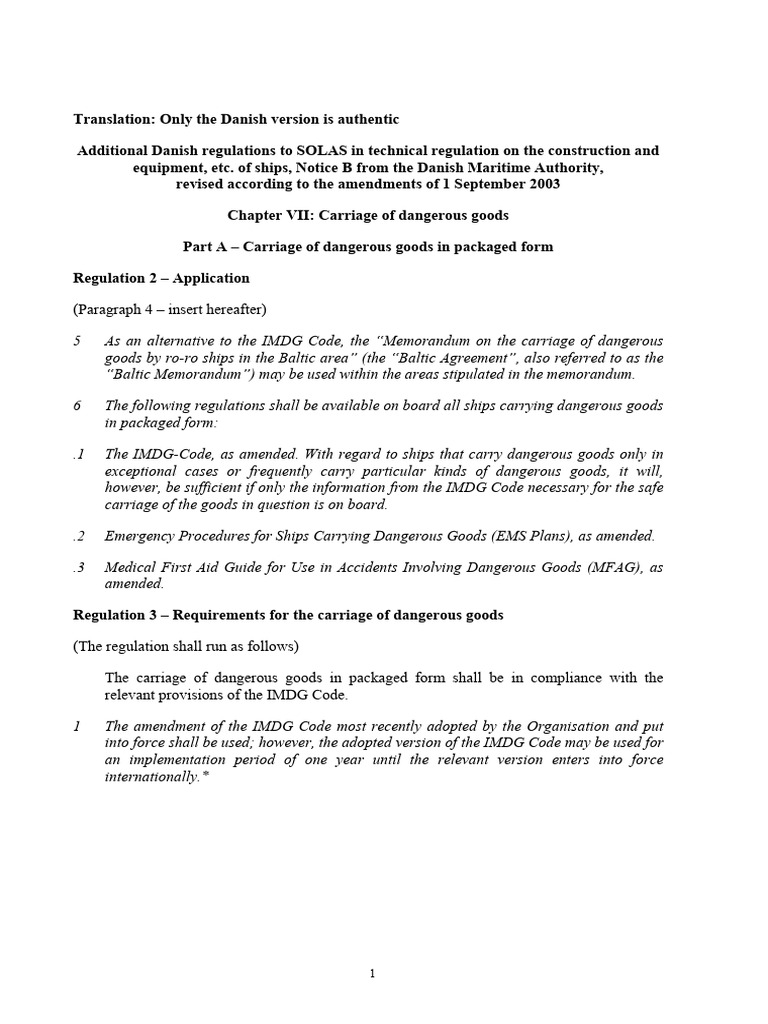 24 Chapter VII Carriage of Dangerous Goods | PDF | Dangerous Goods | Ships
