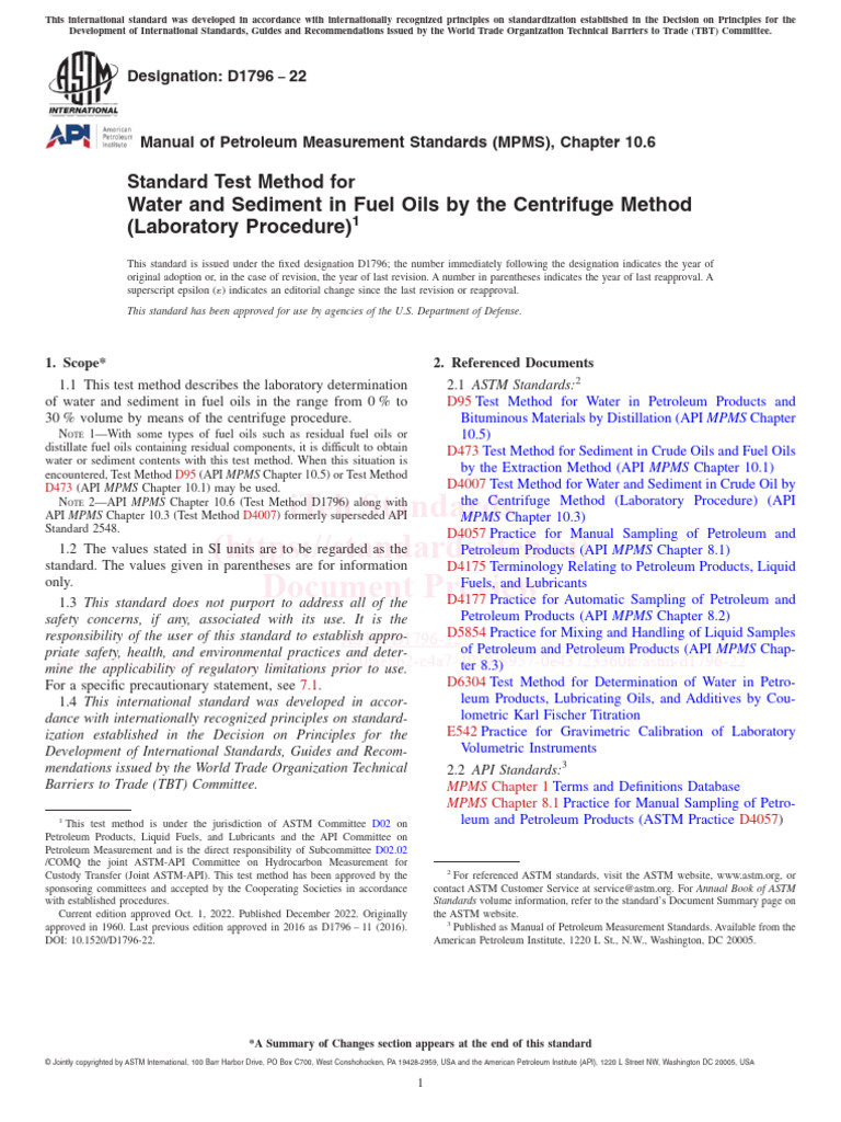 ASTM-D1796-22 | PDF | Centrifuge | Petroleum