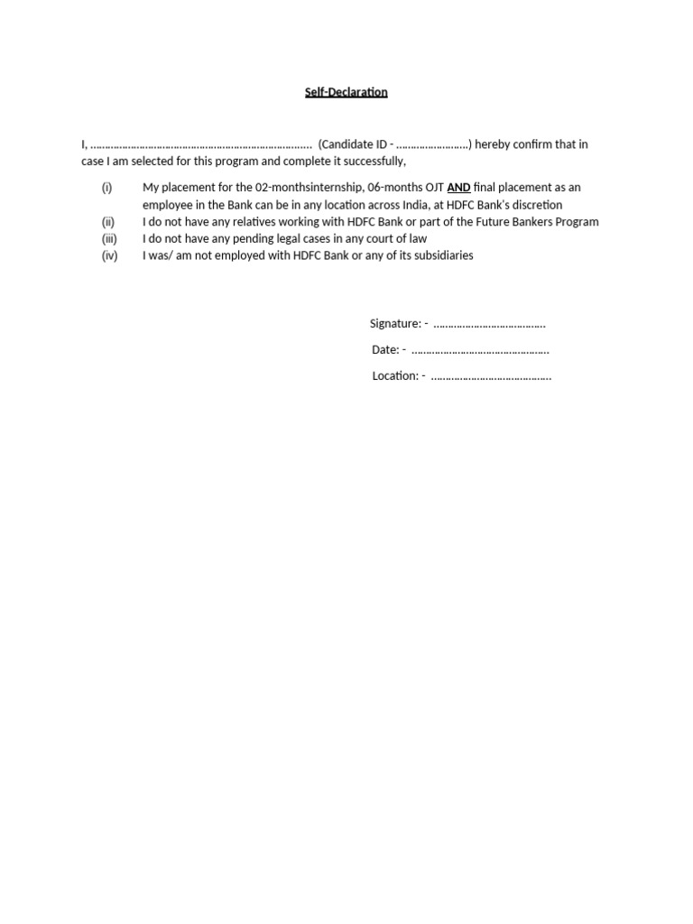 Self Declaration FBP | PDF