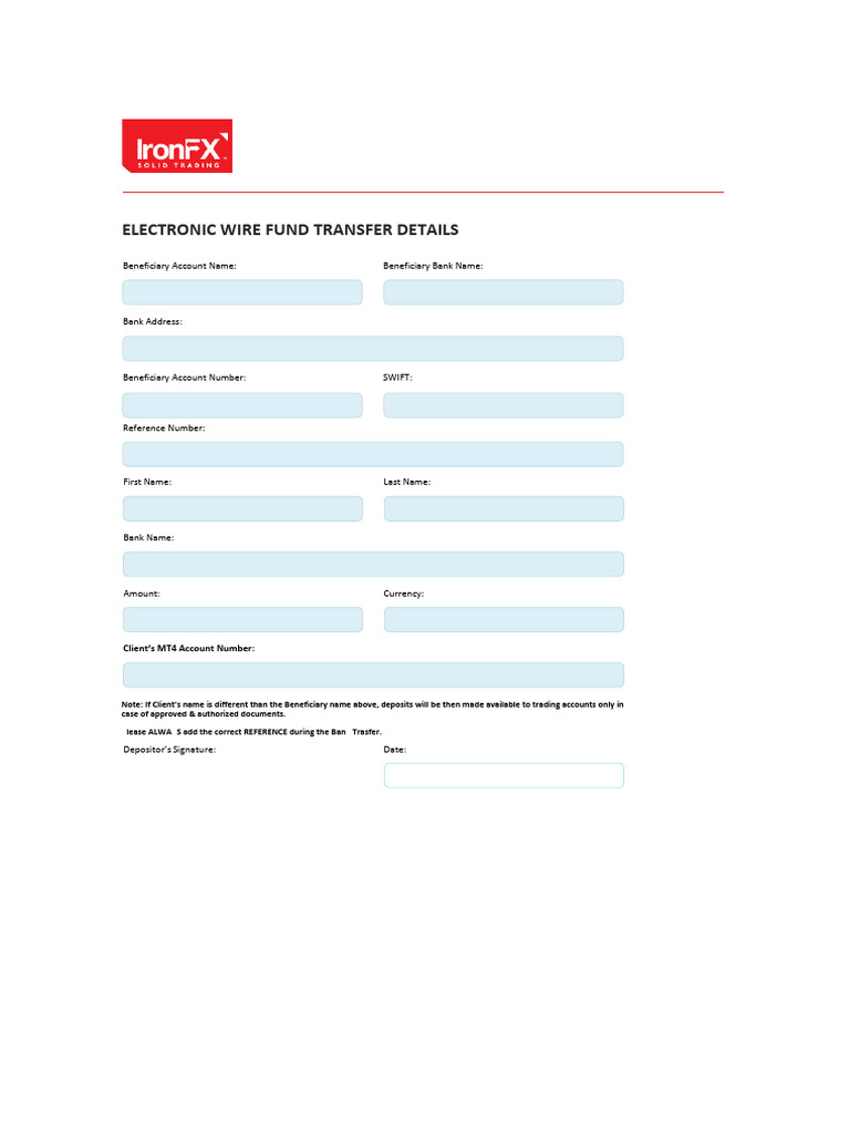 Electronic Wire Transfer Instructions | PDF