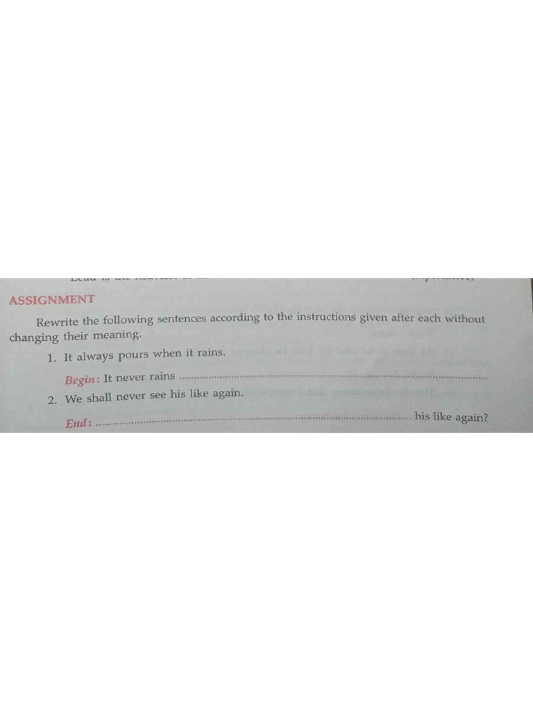 Transformation of Sentences - Class 9 | PDF