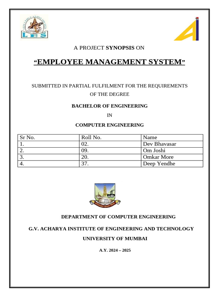 main project synopsis front | PDF | Computing | Engineering