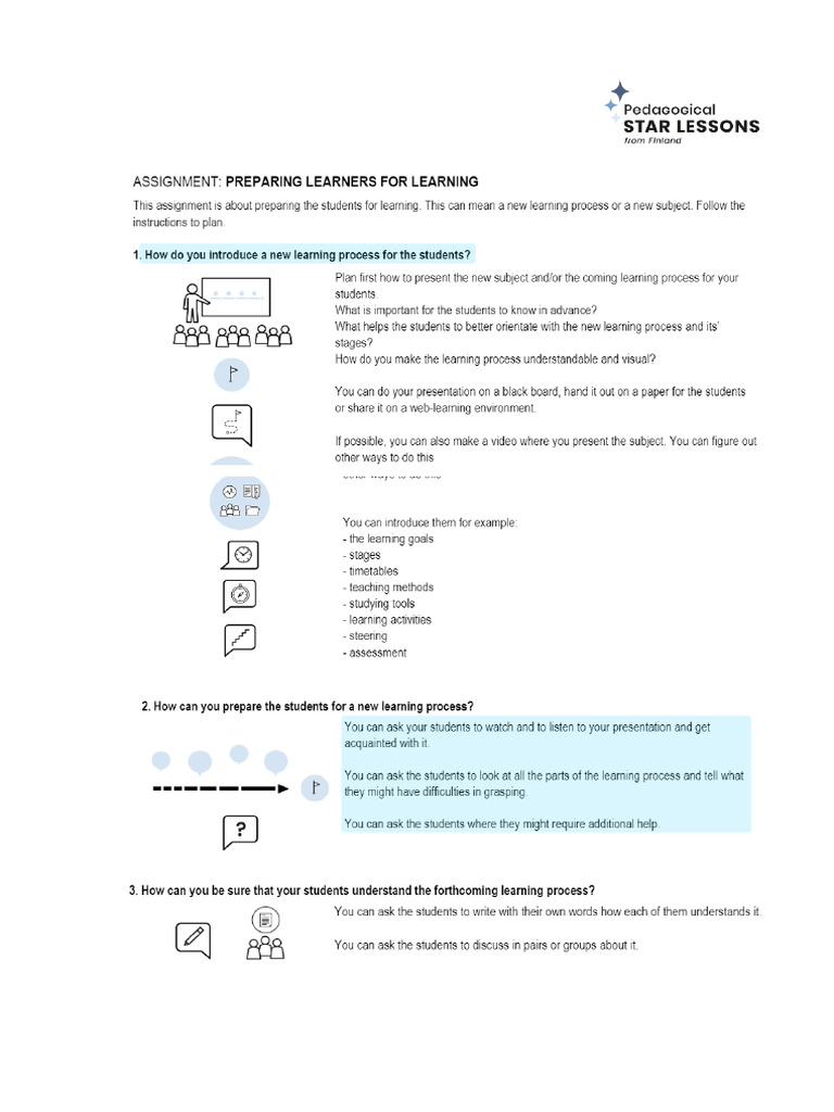 Assignment Preparing Learners For Learning | PDF