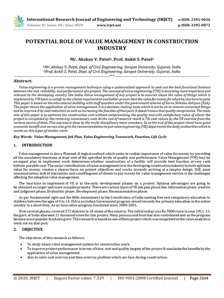 Potential Role of Value Management in Co | PDF | Life Cycle Assessment