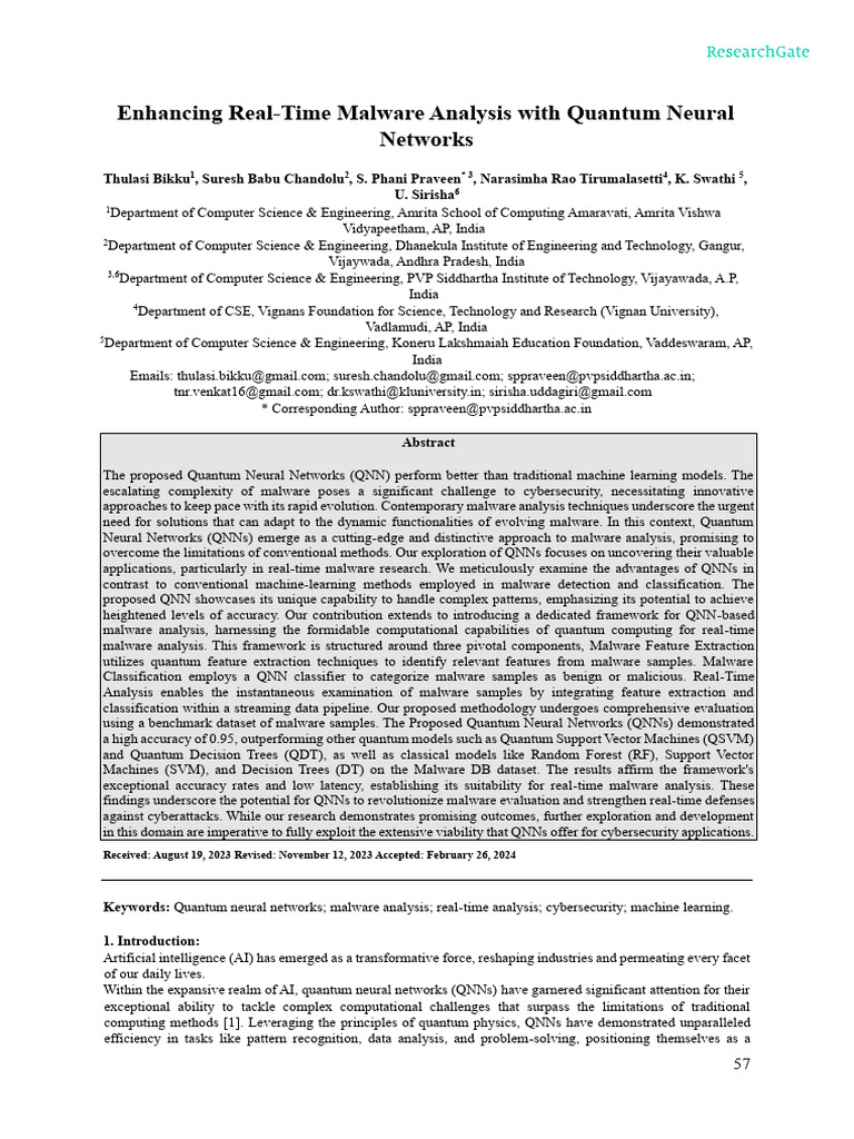 Malware Analysis Reaseach Paper Pdf Quantum Computing Security 4563