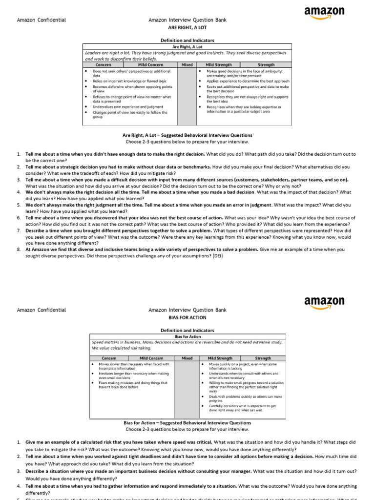 Amazon Interview Questions | PDF | Risk | Thought