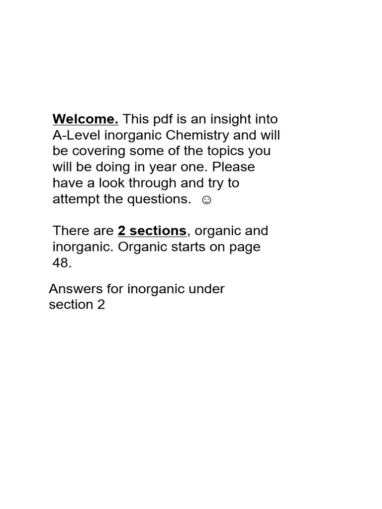 inorganic & organic chemisrty | PDF | Atoms | Oxide