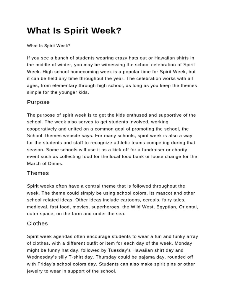 What Is Spirit Week | PDF | Clothing | Fashion