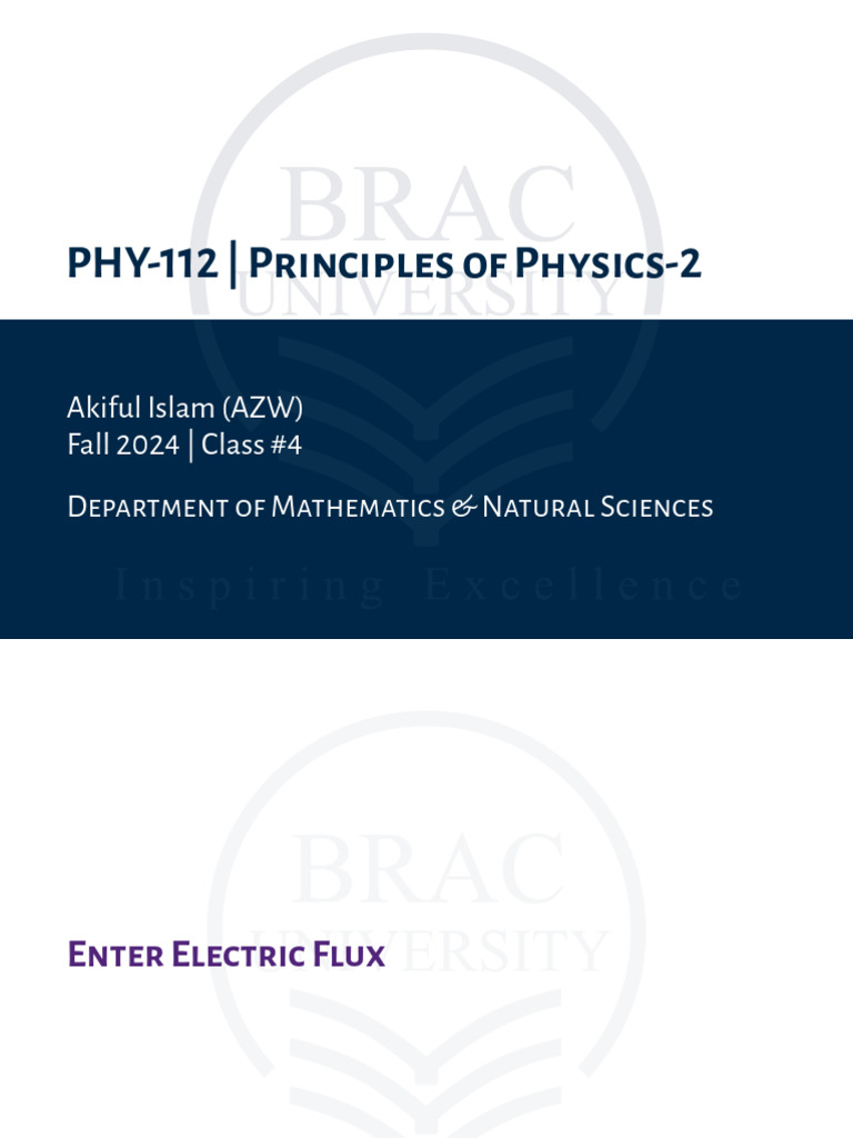 Azw Phy 112 Fall 24 Class 4 | PDF | Flux | Physics