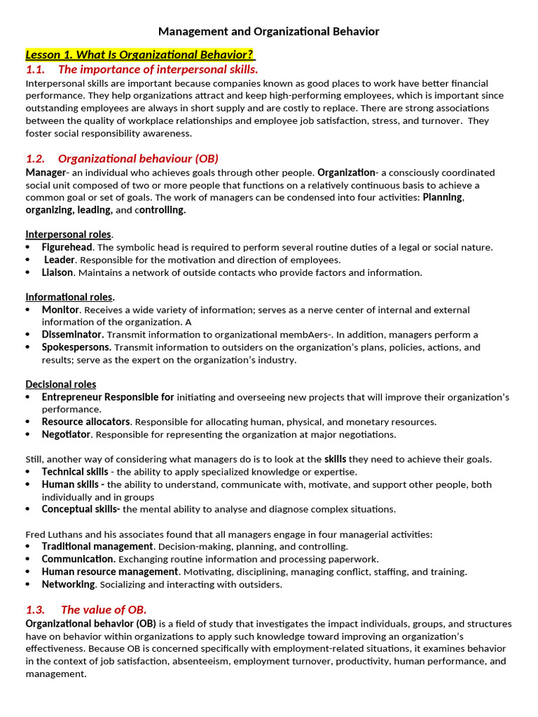 Management and Organizational Behavior | PDF | Organizational Behavior ...