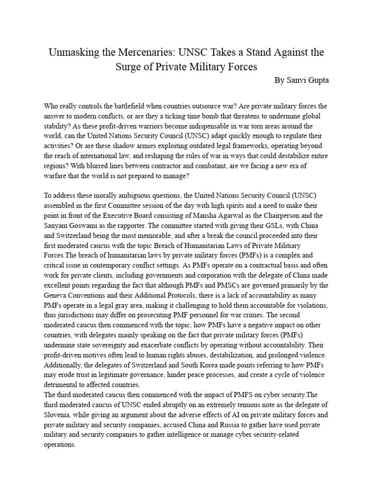 Sanvigupta Unsc Comitteereport | PDF | Violence | International Humanitarian Law