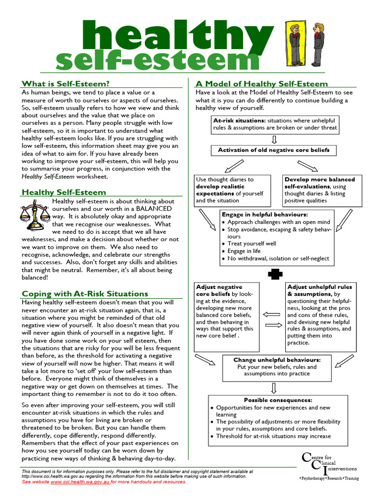 Self-Esteem Information Sheet - 09 - Healthy Self-Esteem | PDF | Self ...