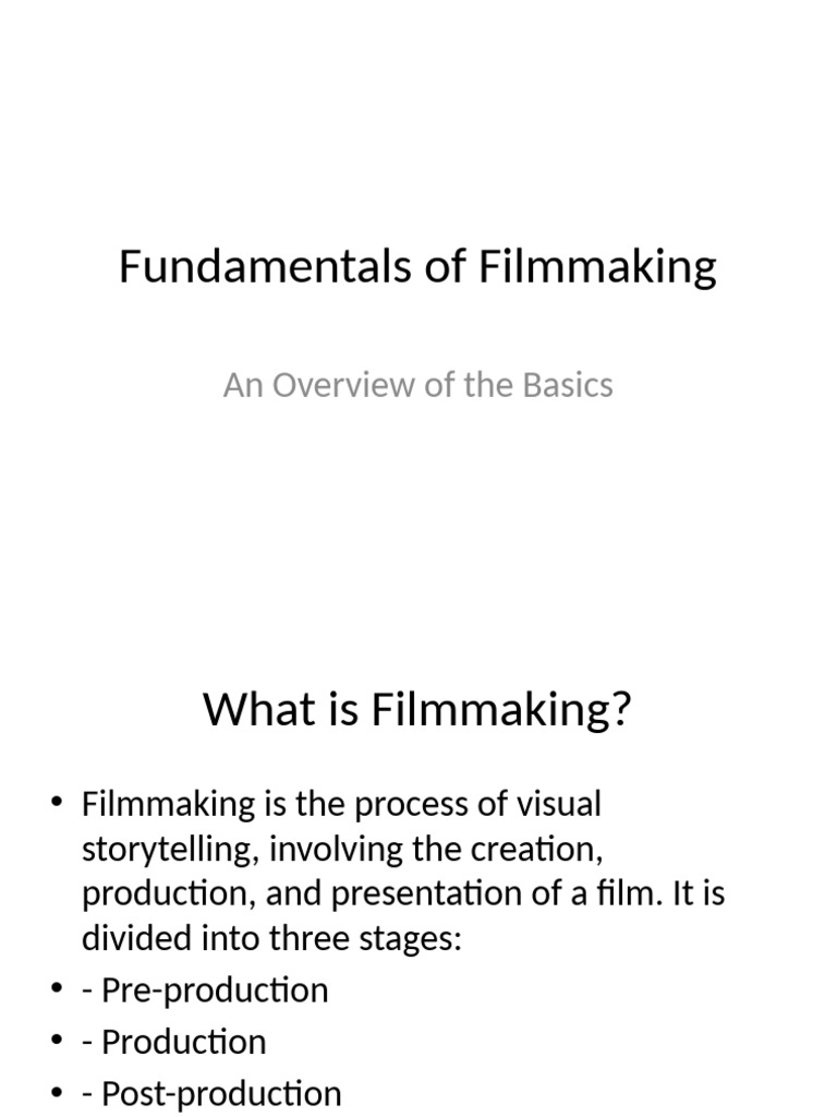 Fundamentals of Filmmaking | PDF