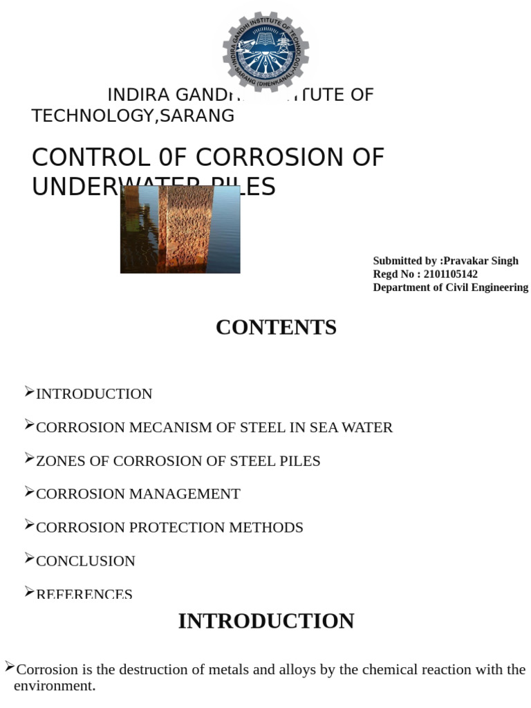 Control of Corrsion of Under Water Piles | PDF | Corrosion | Materials Science