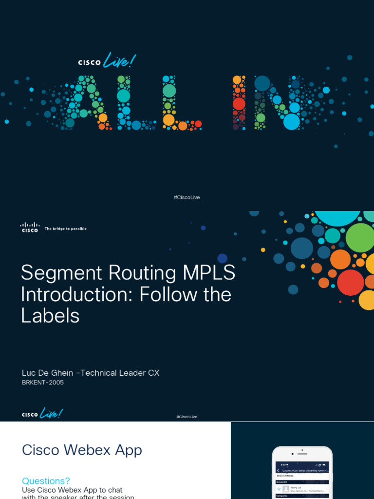 Segment Routing MPLS Introduction Follow The Labels - BRKENT-2005 | PDF | Networking ...