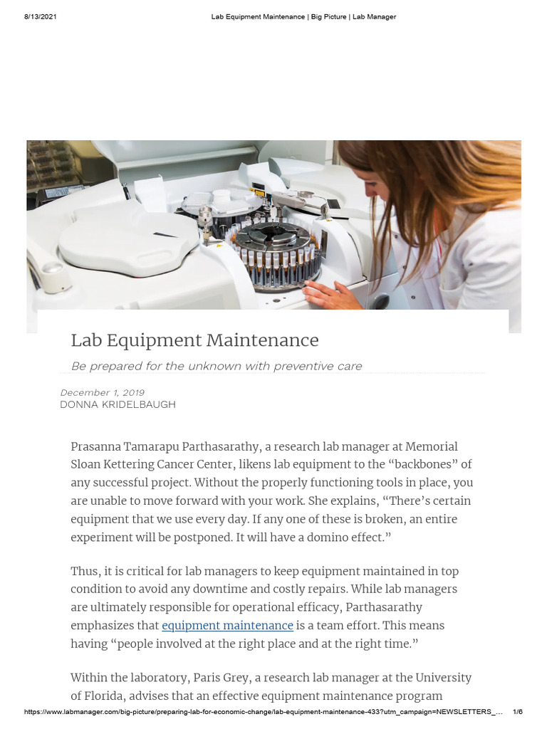 Essential Lab Equipment Maintenance Tips | PDF | Laboratories | Data