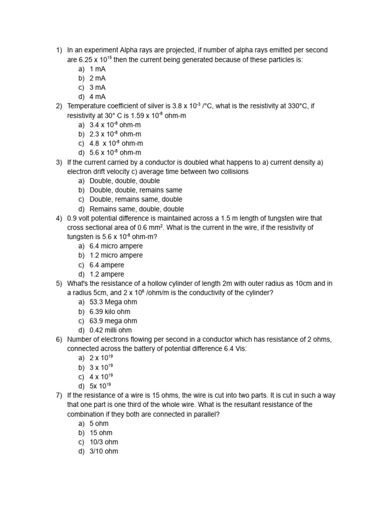 Neet Questions | PDF | Electrical Resistance And Conductance ...