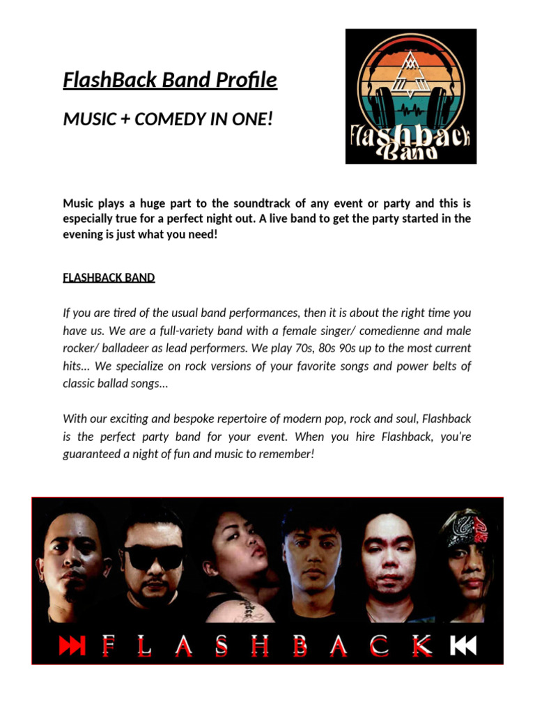 FlashBack Band Profile Official | PDF | Performing Arts