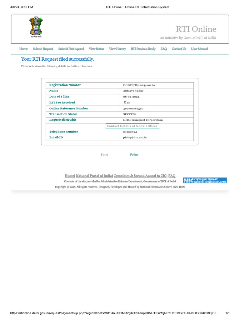 RTI Online - Online RTI Information System | PDF | Civil Law (Common Law) | Freedom Of ...