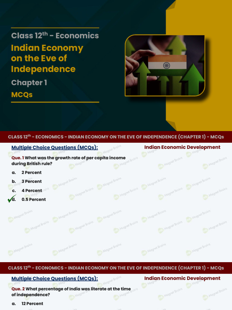 Class 12th - Chapter - Indian Economy On The Eve of Independence ...