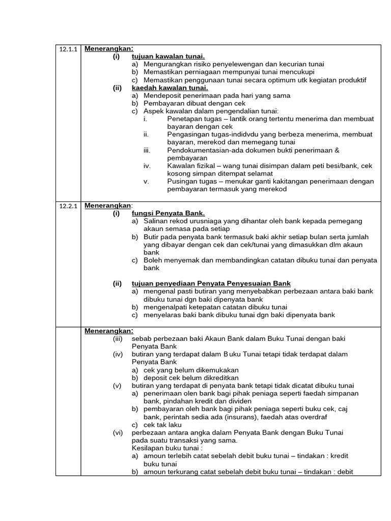 Nota Prinsip Perakaunan Tingkatan 5 Penyata Penyesuaian Bank | PDF