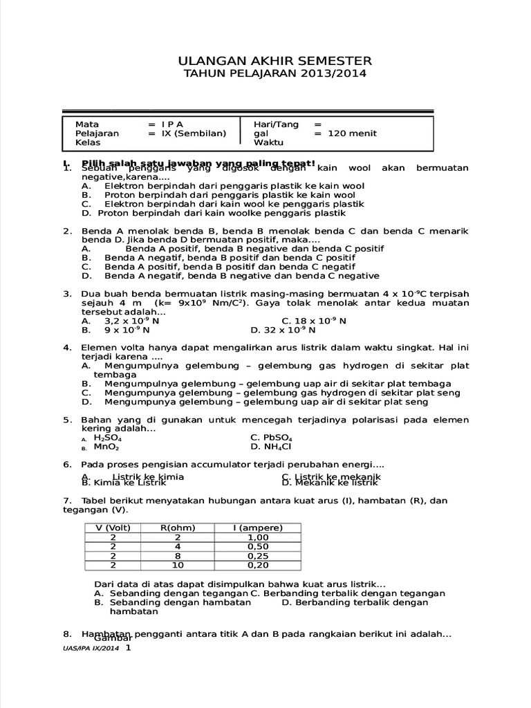 PDF Uas Ipa Kelas 9 Semester 1 - Compress | PDF
