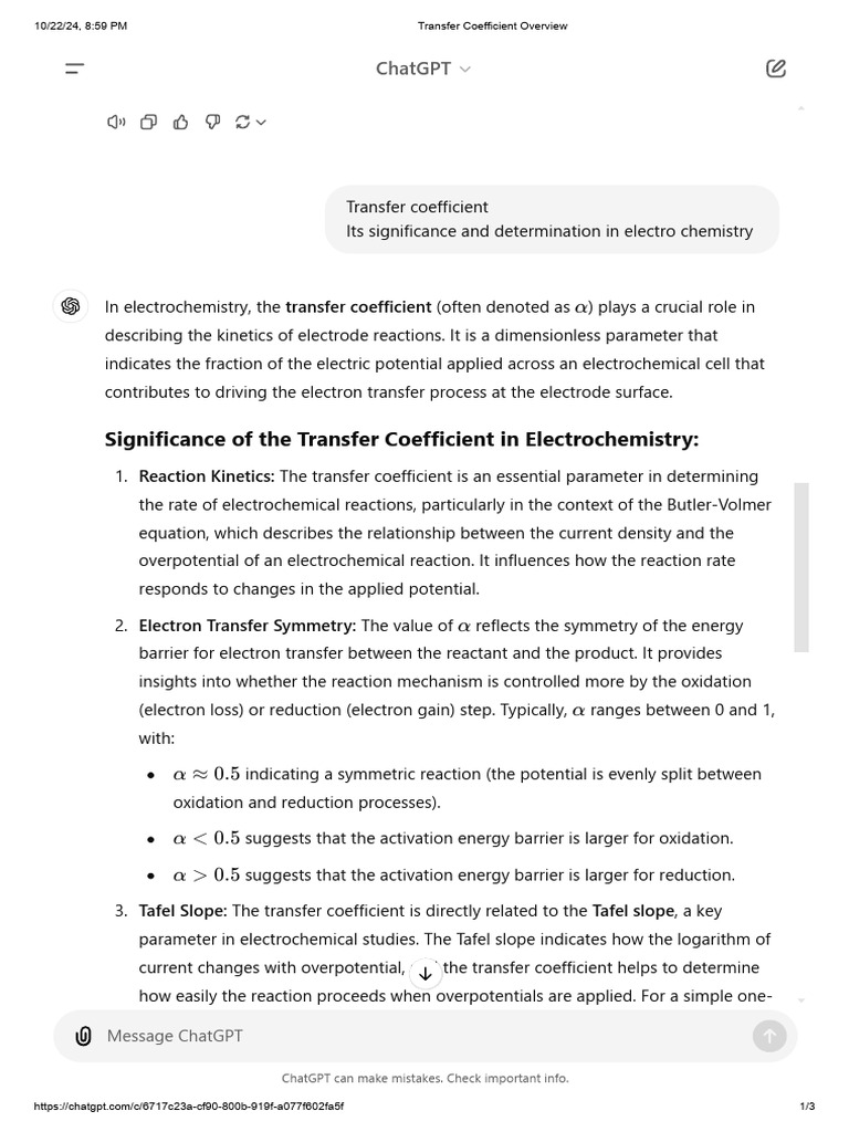 Transfer Coefficient | PDF | Electrochemistry | Activation Energy