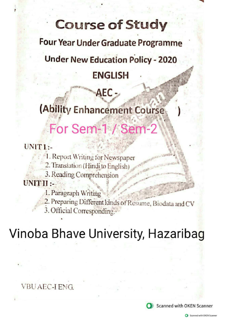 Aec - English For Sem-1& Sem-2 (2023-27) Vidya Guess | PDF