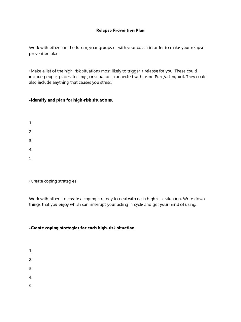 Relapse Prevention Plan | PDF