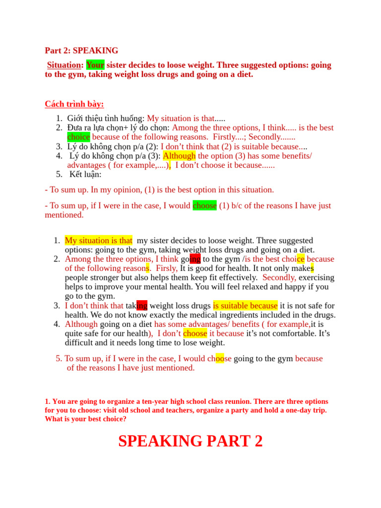 speaking Part 2 | PDF | News | Reason