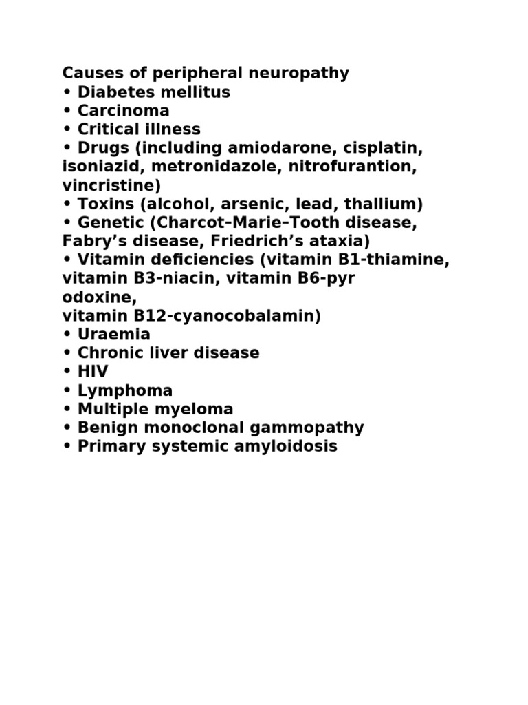 Causes of Peripheral Neuropathy | PDF