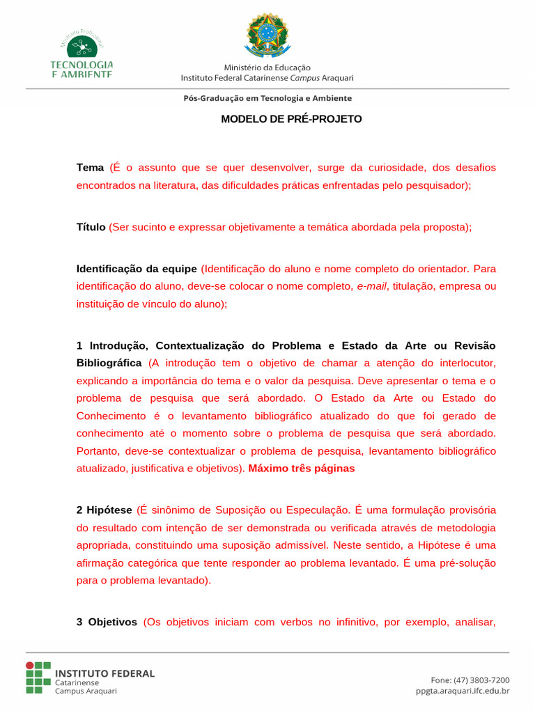 1 ANEXO II Modelo de Pre Projeto | PDF | Economia | Propriedade intelectual