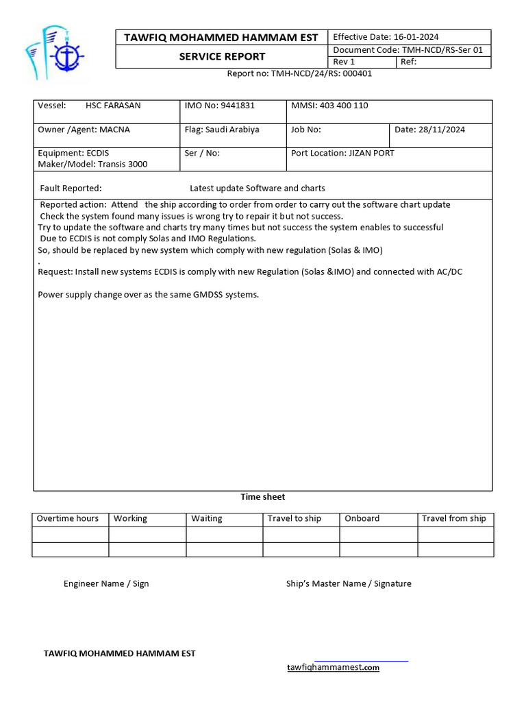 ECDIS Update Failure Report | PDF