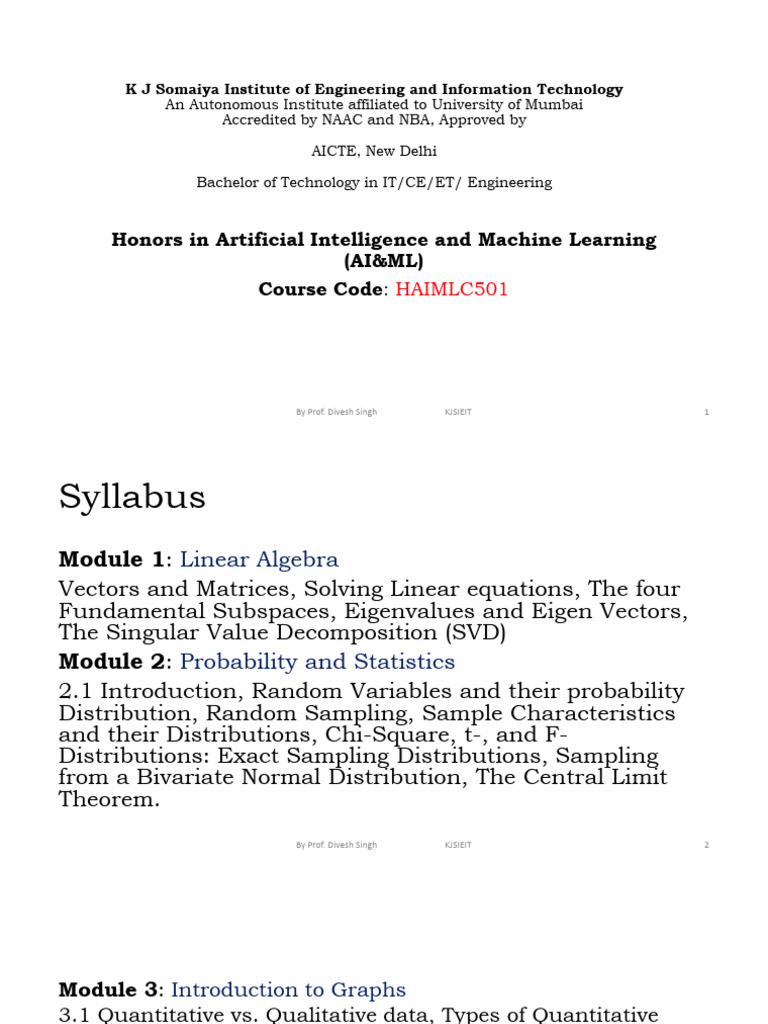 Lecture-0 Introduction To The Course | PDF | Statistics | Probability Distribution