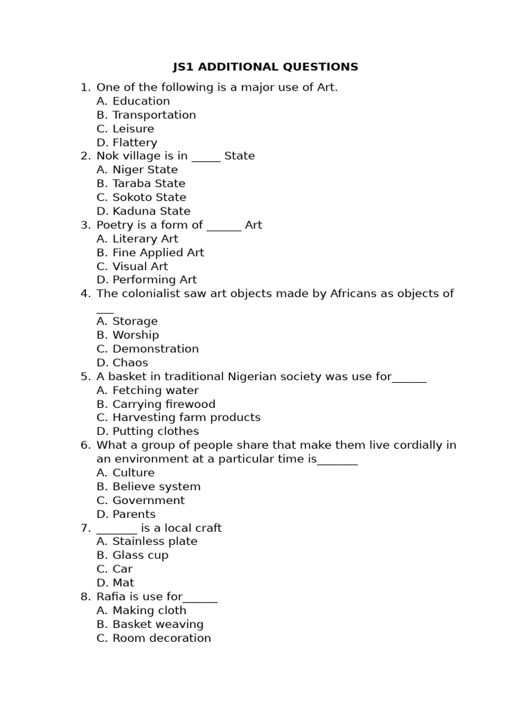 JS1 Additional Questions | PDF