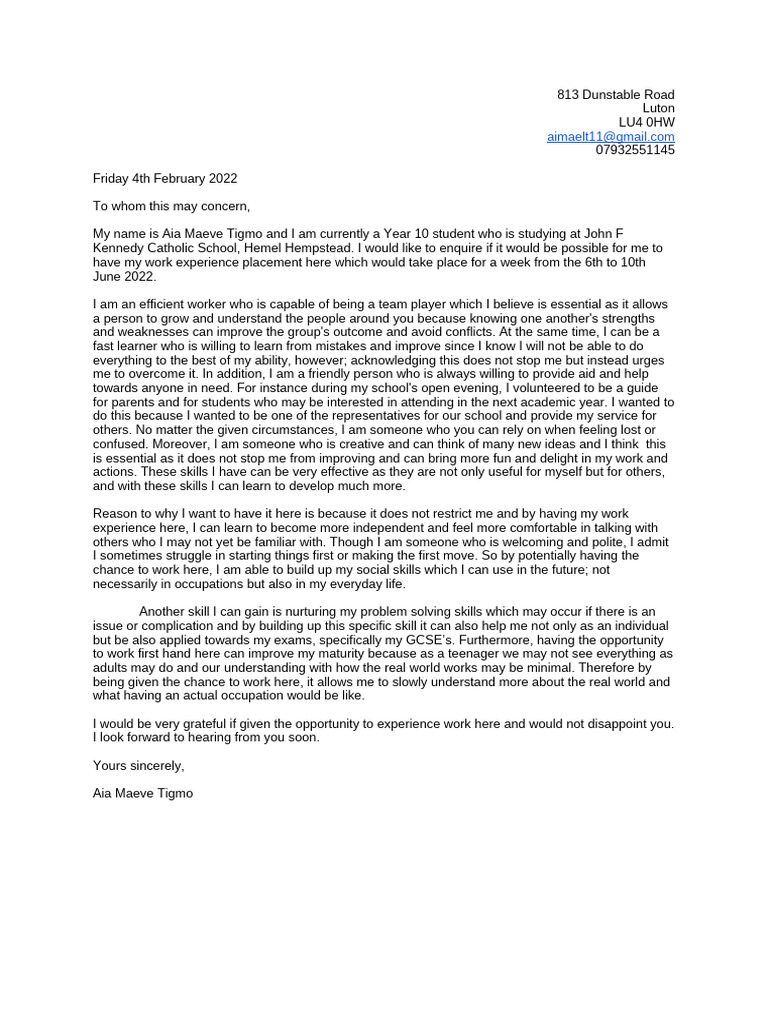 Work Experience Letter | PDF | Cognitive Psychology | Psychological Concepts