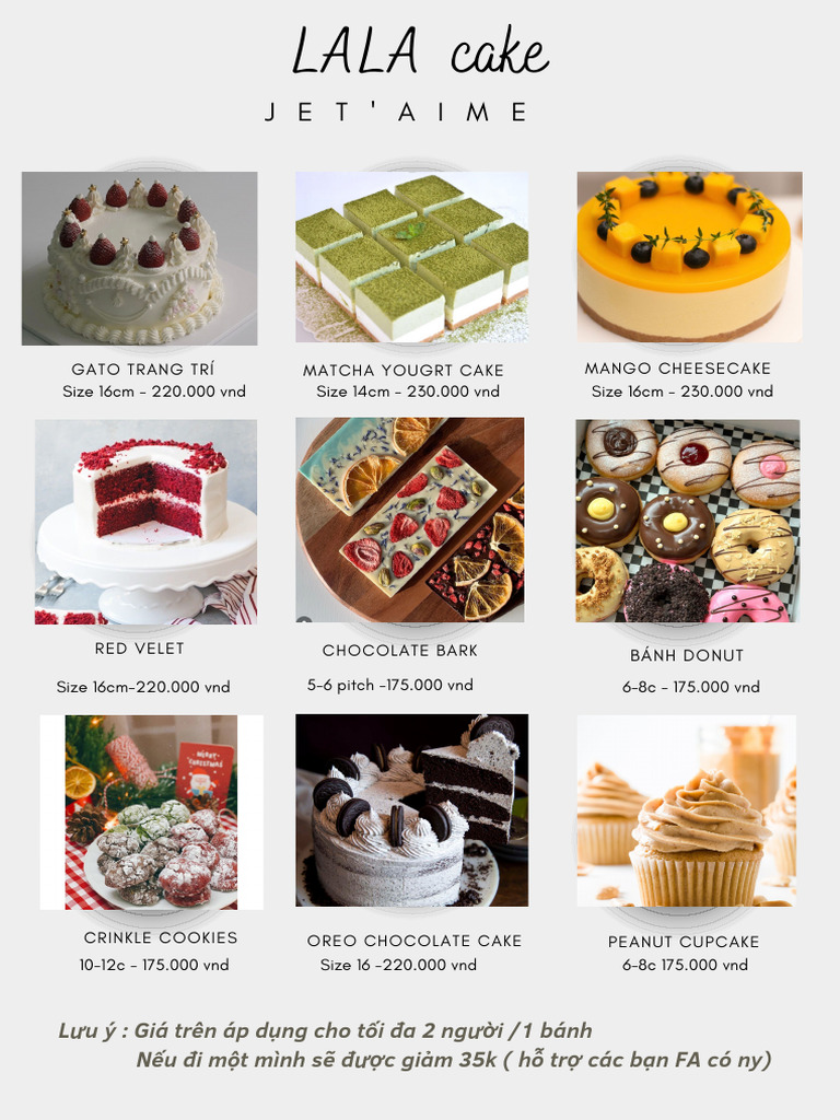 Menu Lala Cake | PDF
