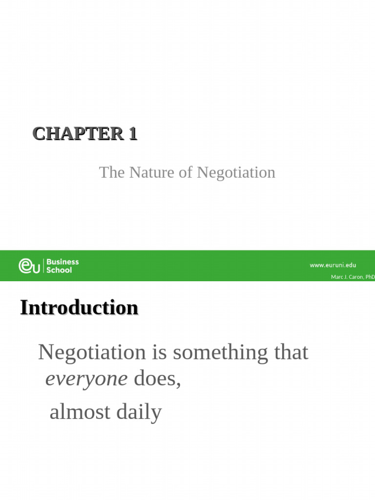 CHAPTER 1 Nature of Negotiation | PDF | Negotiation | Social Psychology