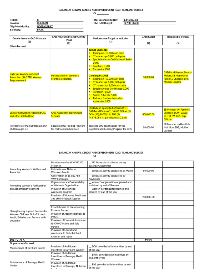 Bigte Gad Plan Revised 2025 | PDF
